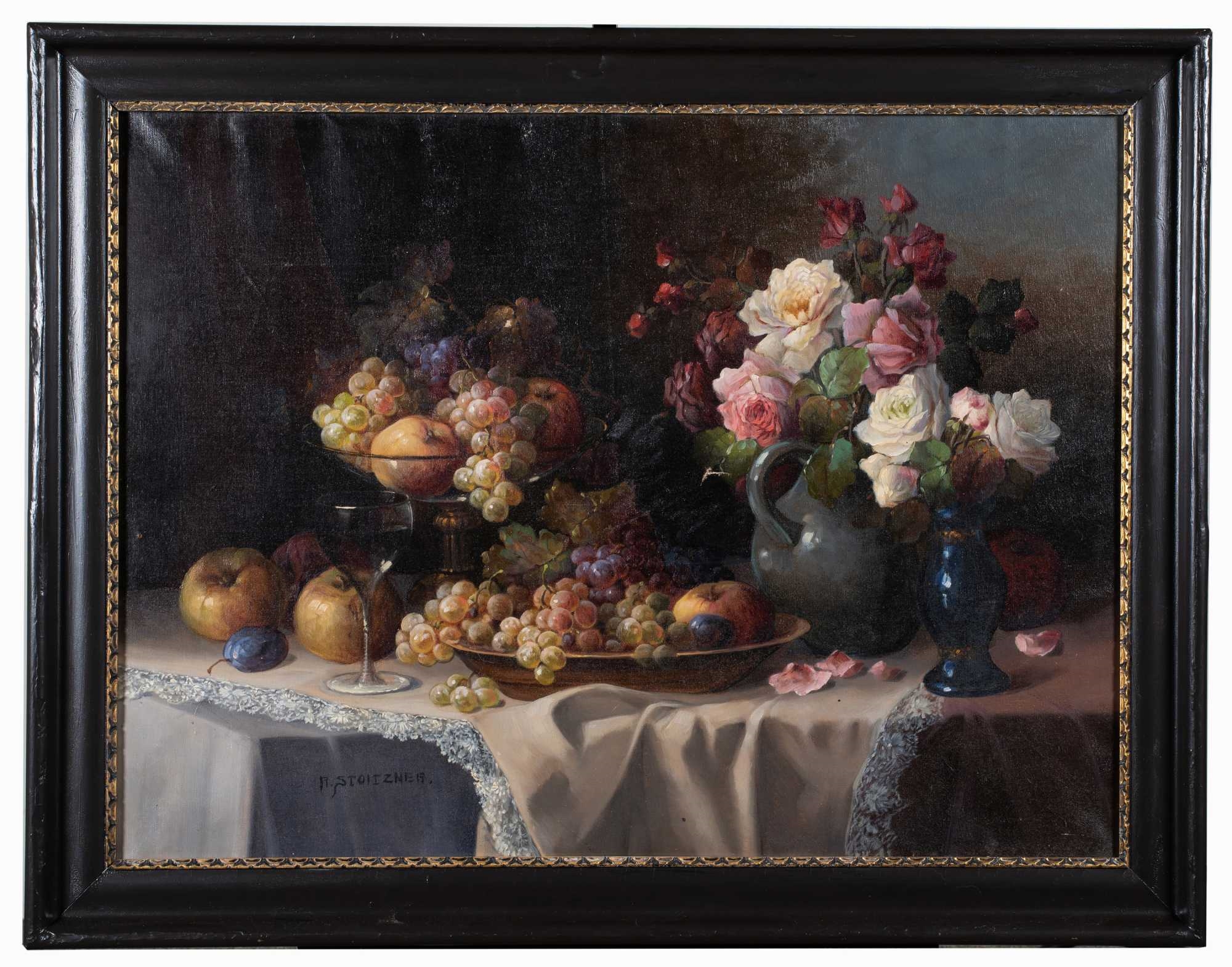Rudolf Stoitzner | Oil on canvas painting of still life table setting ...