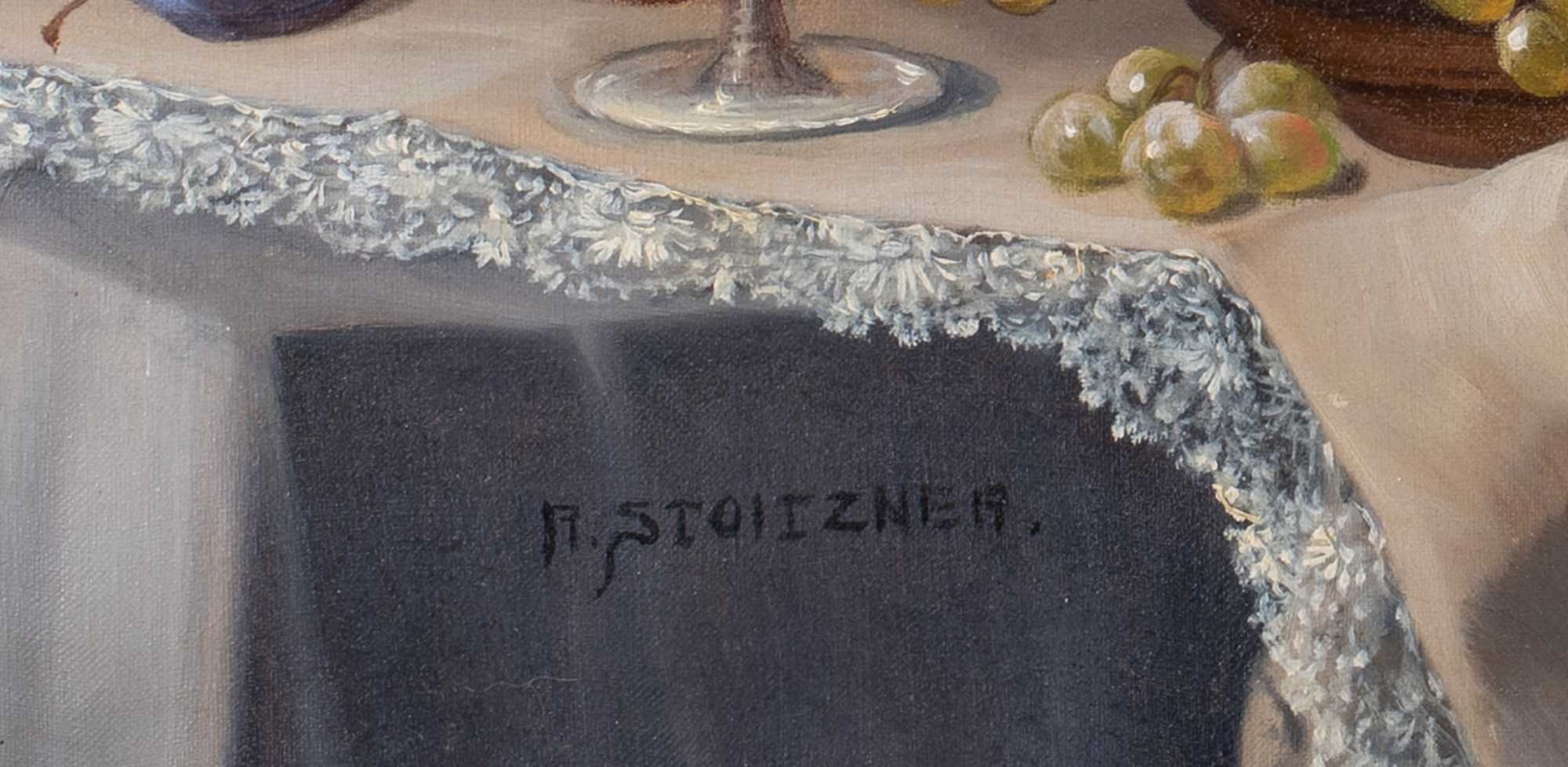 Rudolf Stoitzner | Oil on canvas painting of still life table setting ...