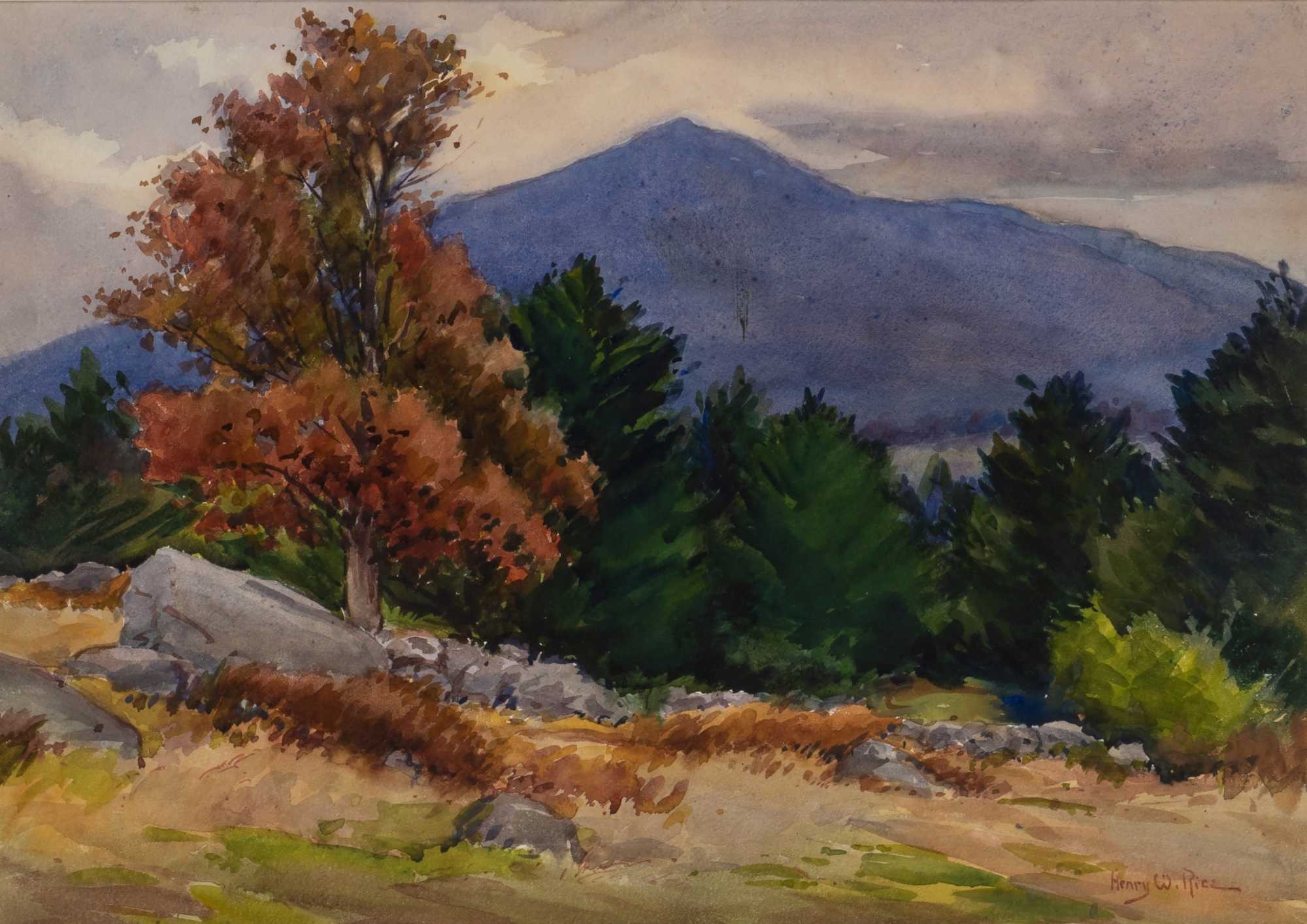 Henry Webster Rice | Watercolor on paper painting of Mt. Monadnock ...