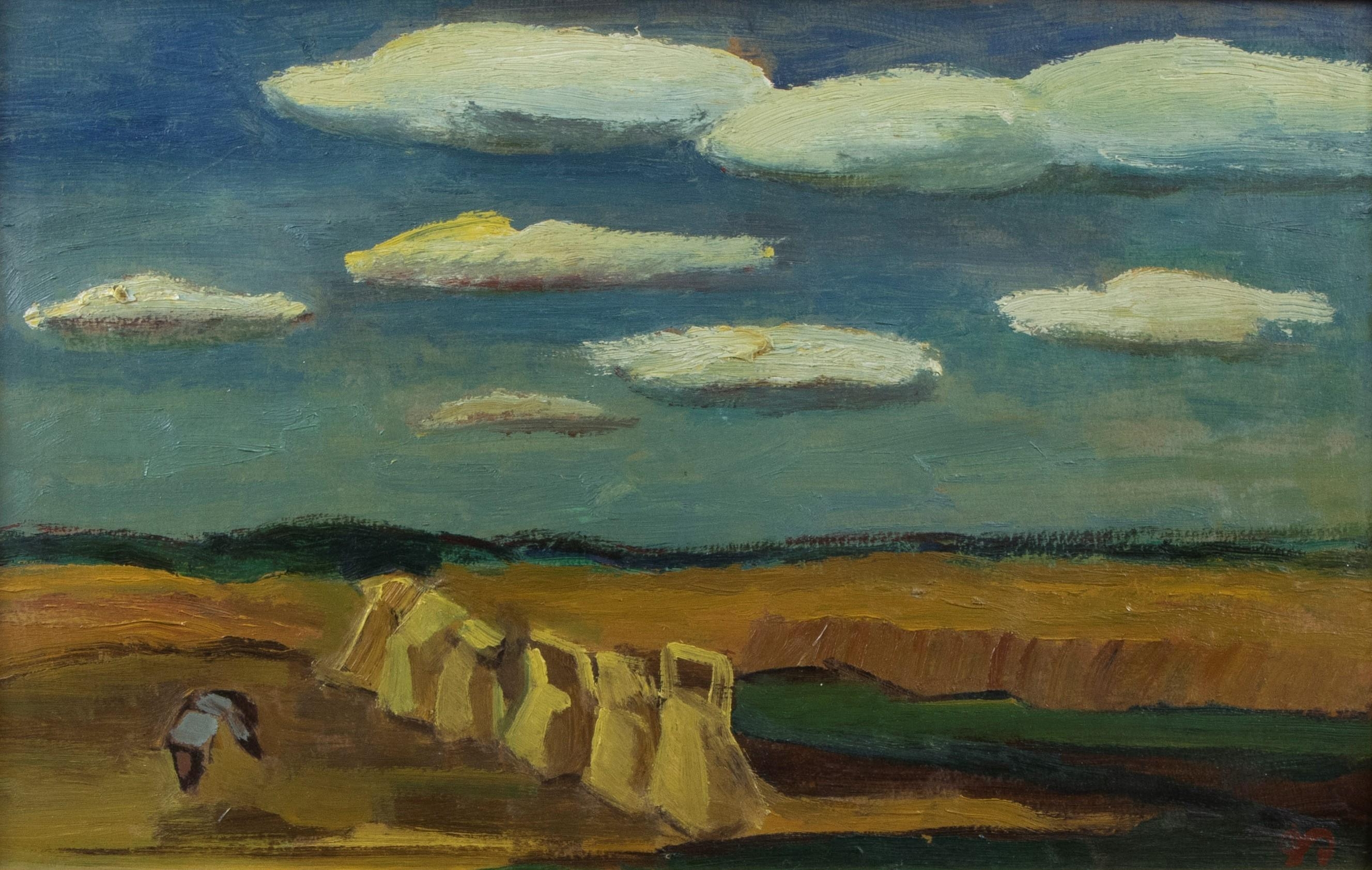 Jules de Sutter | Landscape with hay stacks | MutualArt