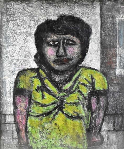 Arthur Berry | Portrait of a lady wearing a green dress | MutualArt