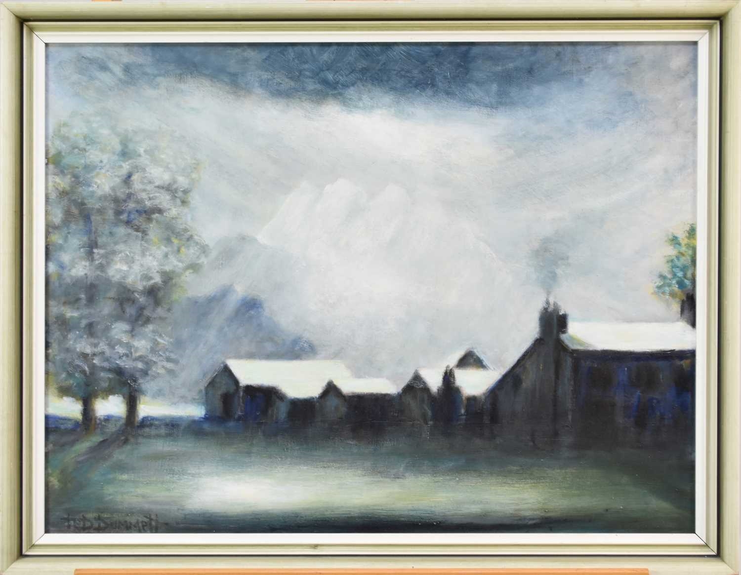 Edwin James Dummett | Landscape with farm buildings (1988) | MutualArt