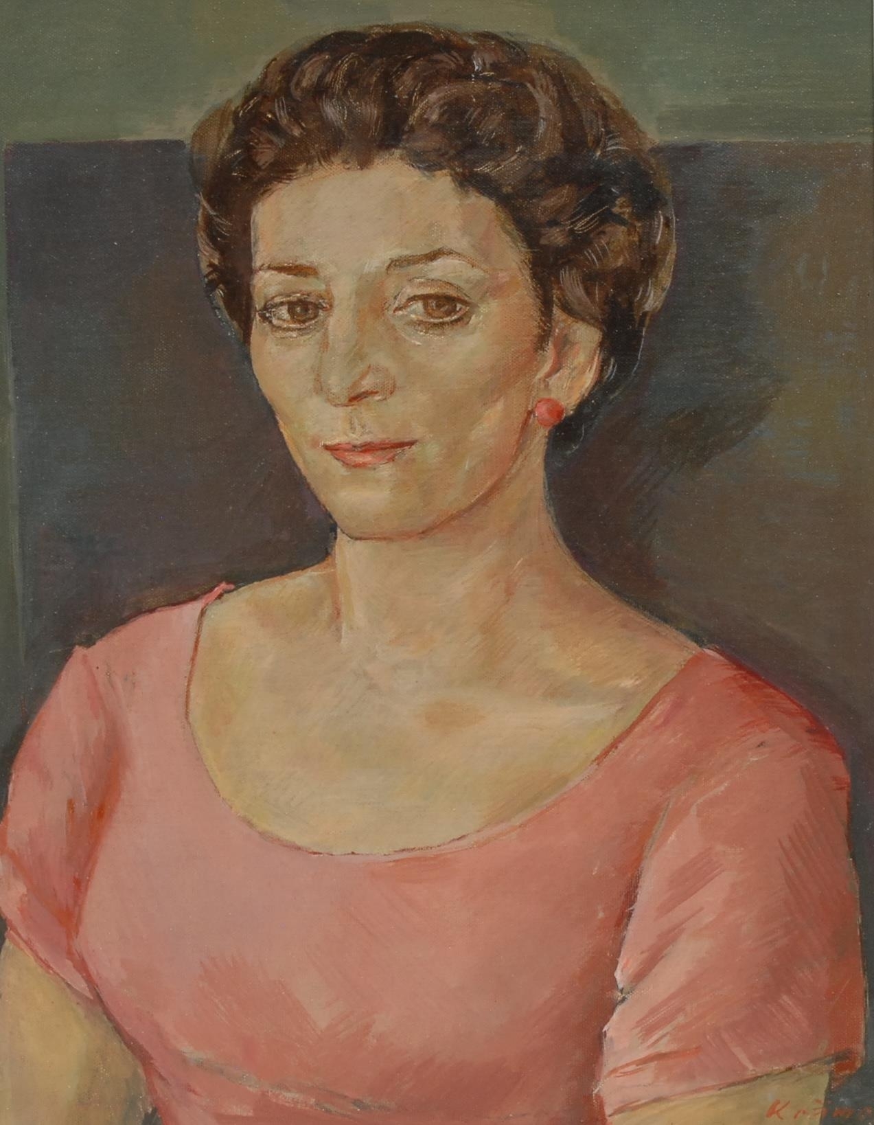 Jacob Kramer | Portrait of a Lady, head-and-shoulders length, wearing a ...