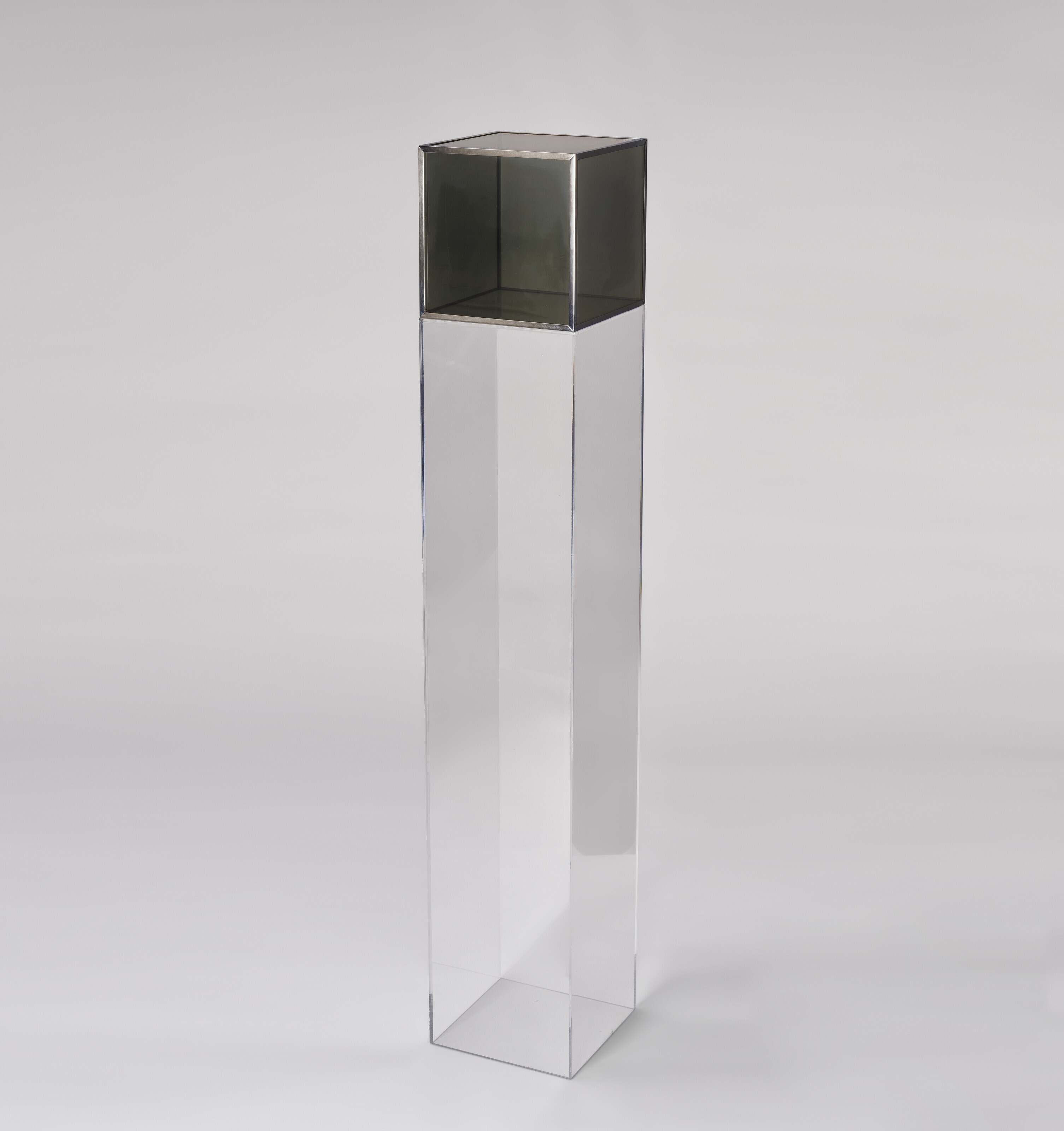 Larry Bell | Untitled Glass Sculpture (Clear/Silver) (1965) | MutualArt