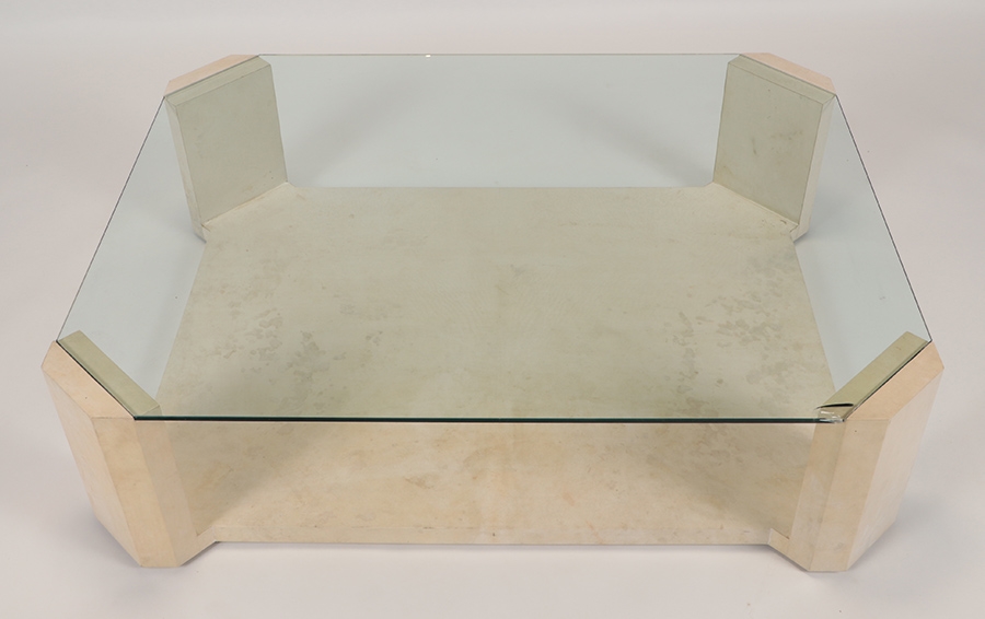 Samuel A. Marx | A parchment covered glass top coffee table in the ...