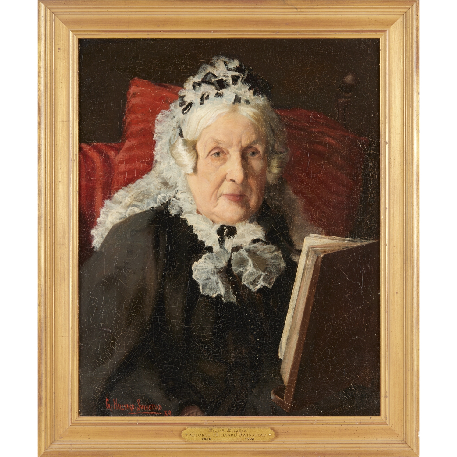 George Hillyard Swinstead | Portrait of an elderly woman with a book ...