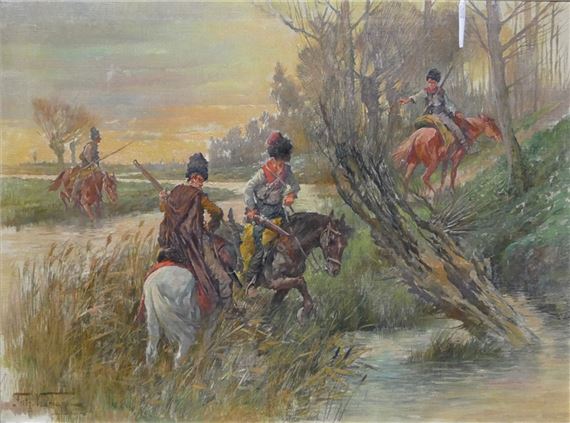 Fritz Neumann | Kosakenreiter am Bachlauf | MutualArt