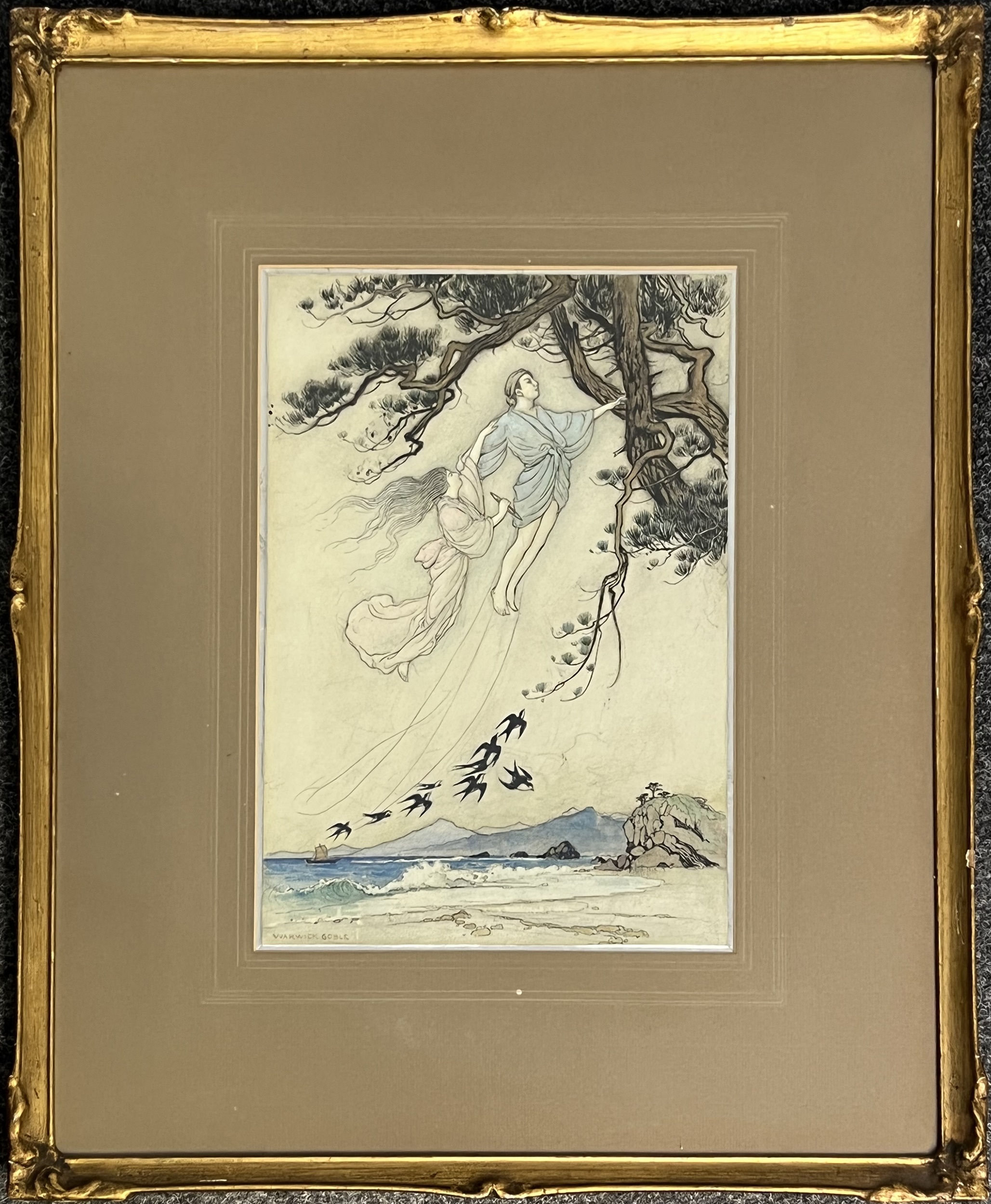 Warwick Goble | Warwick Goble, The Wind in the Pine Tree (1910) | MutualArt