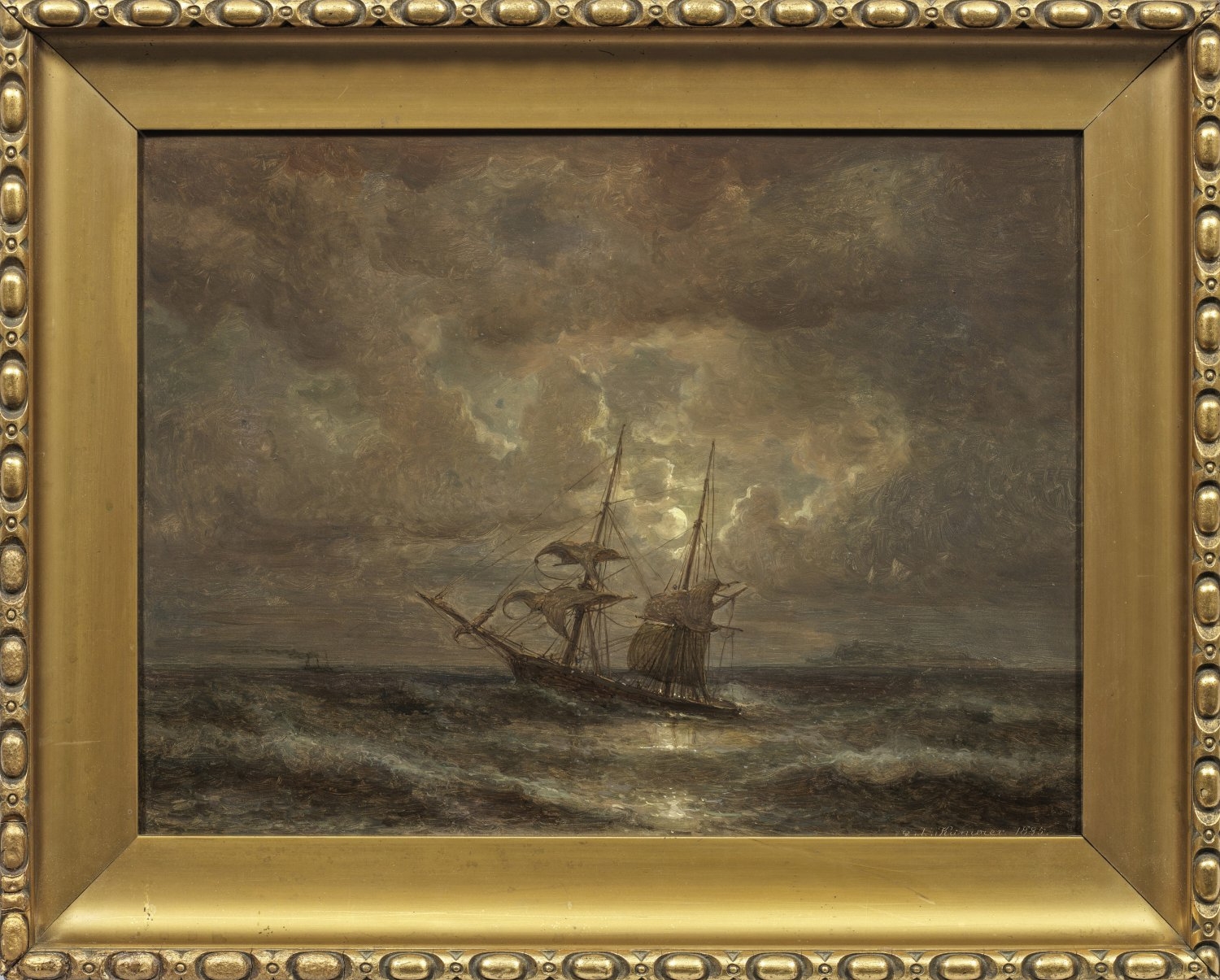 Robert Kummer | Zweimaster im Mondlicht (1885) | MutualArt