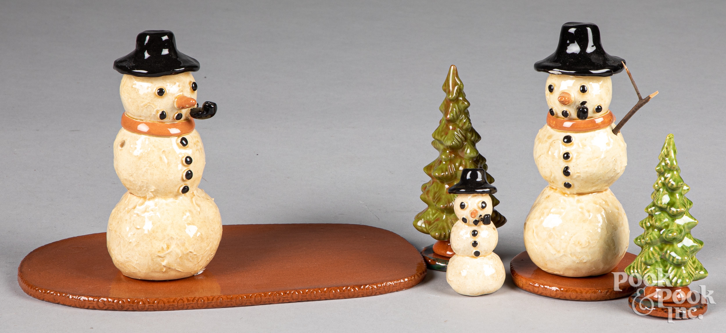Lester Breininger | Three Lester Breininger figural redware snowmen ...