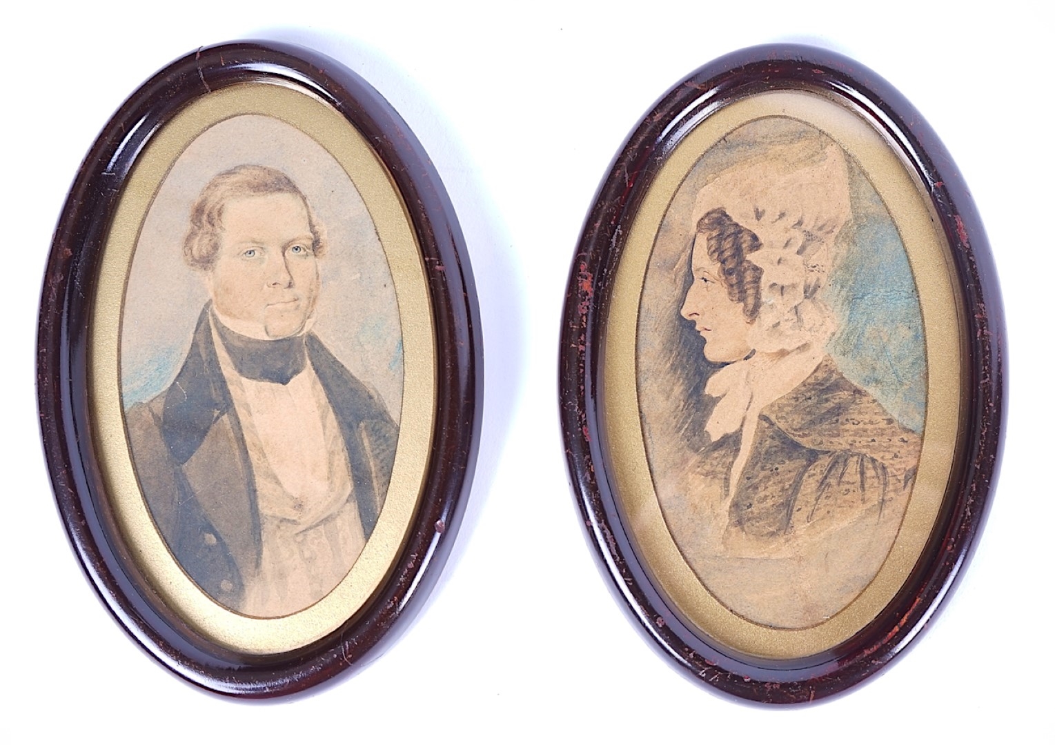 John Faed | JOHN FAED: A PAIR OF OVAL WATERCOLOUR PORTRAITS | MutualArt