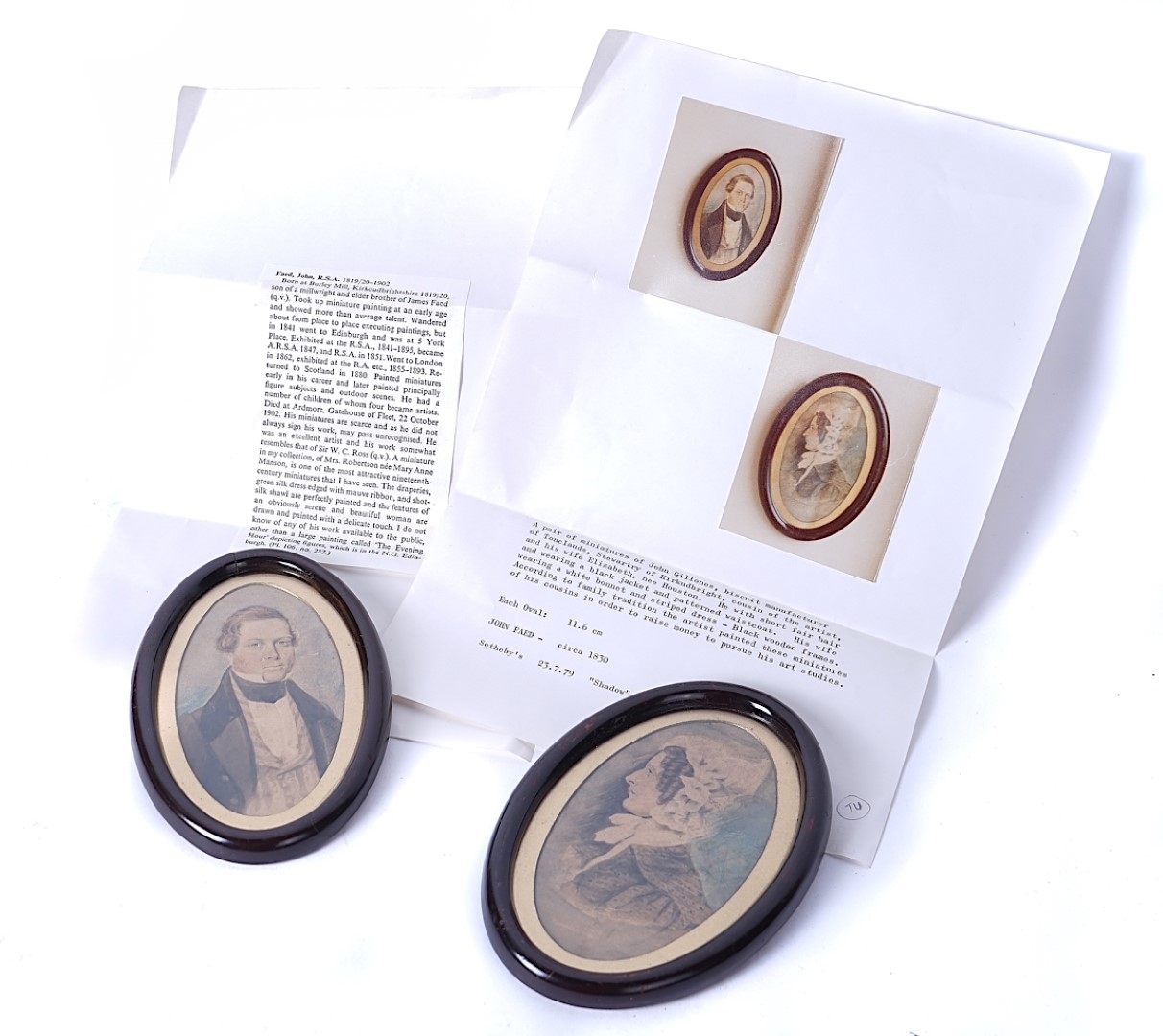 John Faed | JOHN FAED: A PAIR OF OVAL WATERCOLOUR PORTRAITS | MutualArt