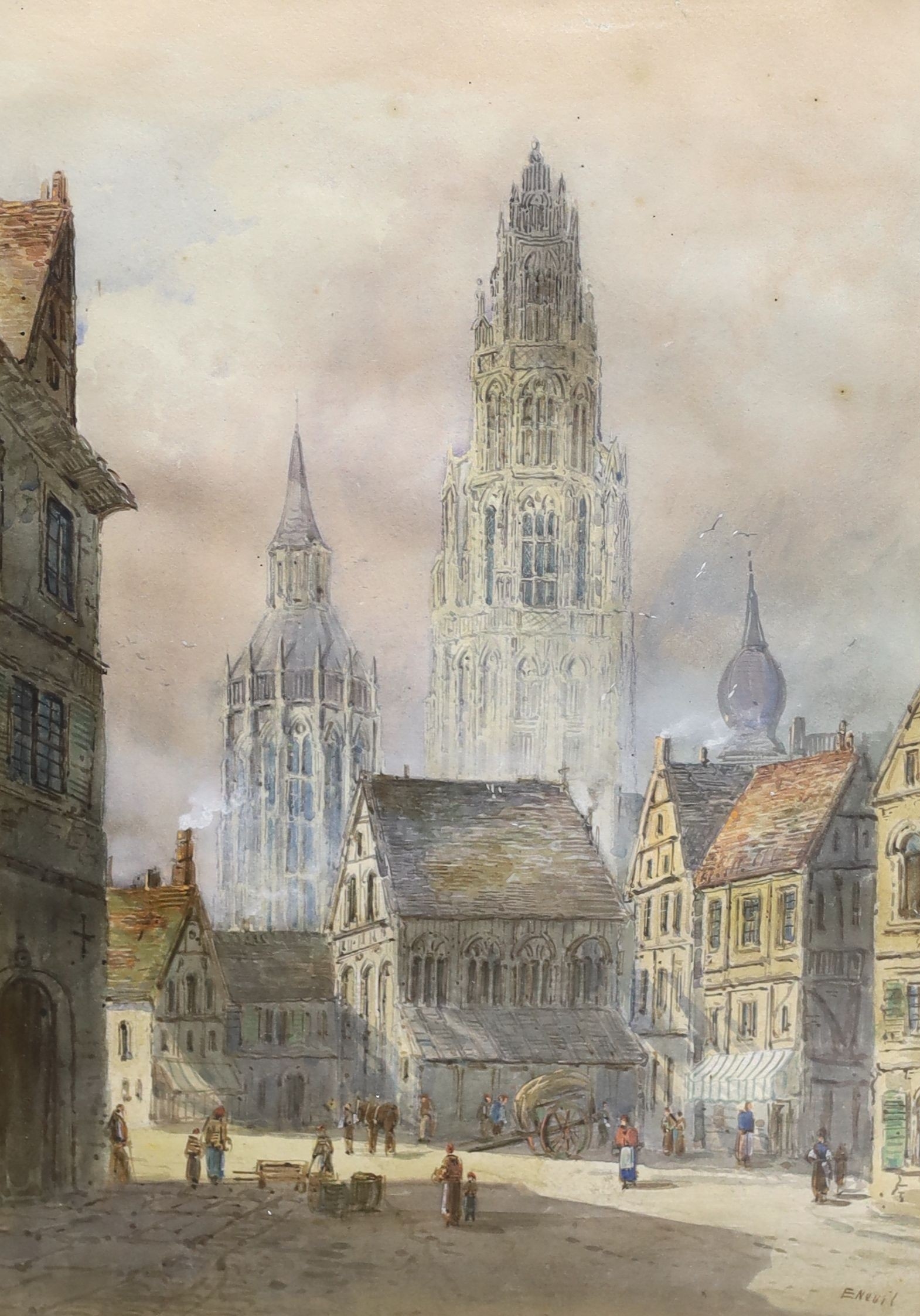 Edward Nevil | Northern European town scene | MutualArt