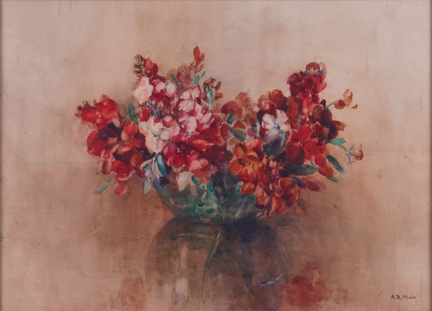 Anne Davidson Muir | Still life with sweet peas in bowl | MutualArt