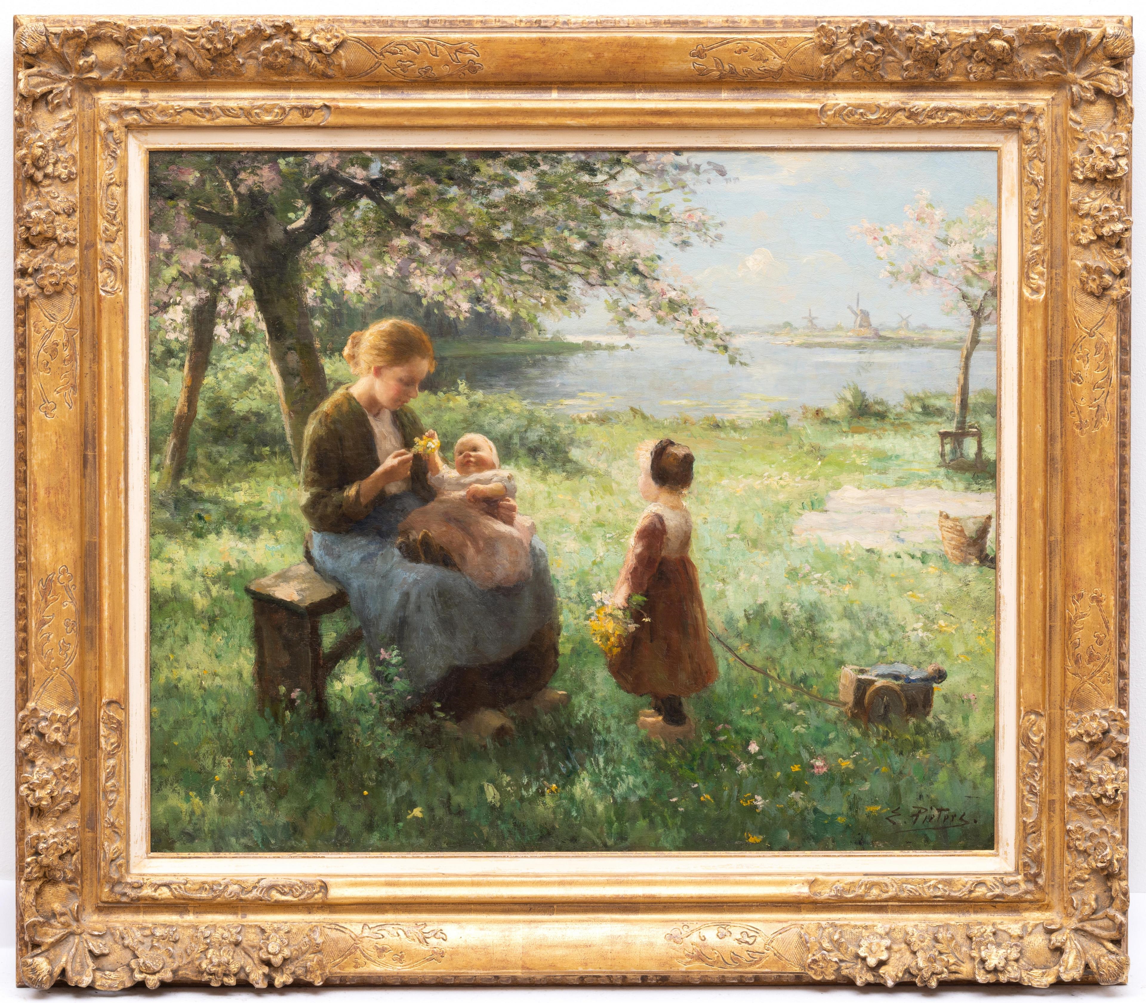 Evert Pieters | Picking flowers for mother in spring | MutualArt