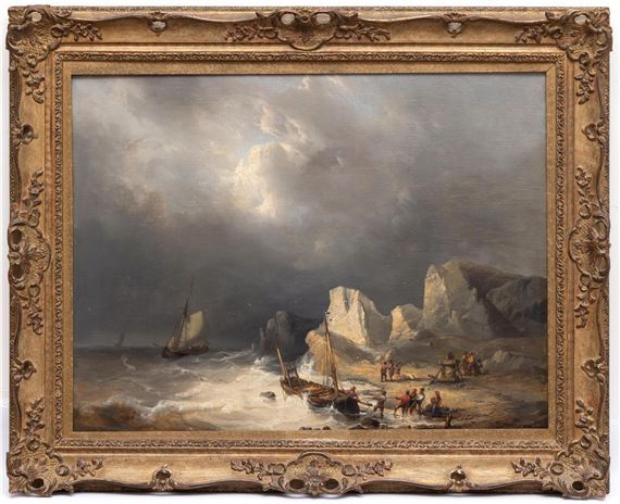 Johan Hendrik Louis Meijer | Ships alongside a stormy coast | MutualArt