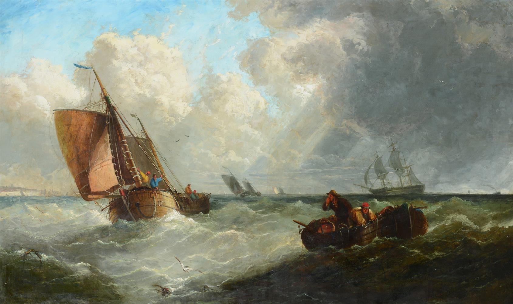 John Callow | A BARGE AND OTHER VESSELS IN A SWELL | MutualArt