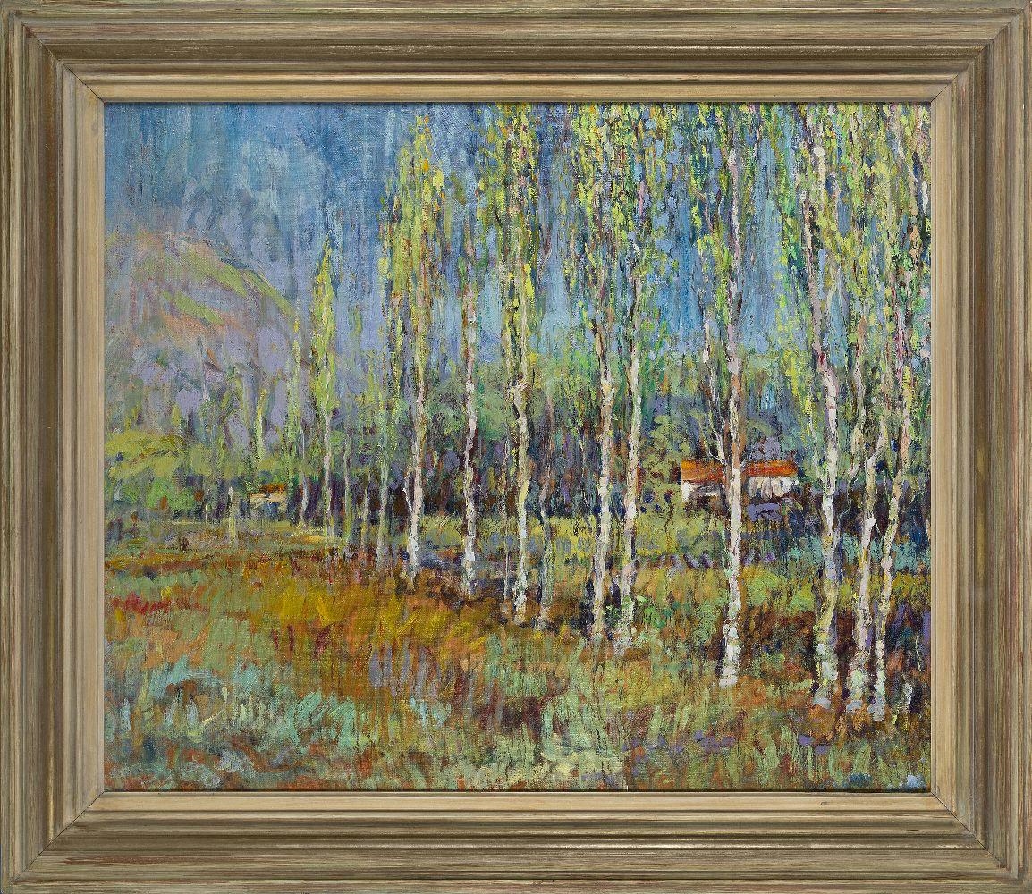 Jeffrey Pratt | Large landscape with poplar trees | MutualArt