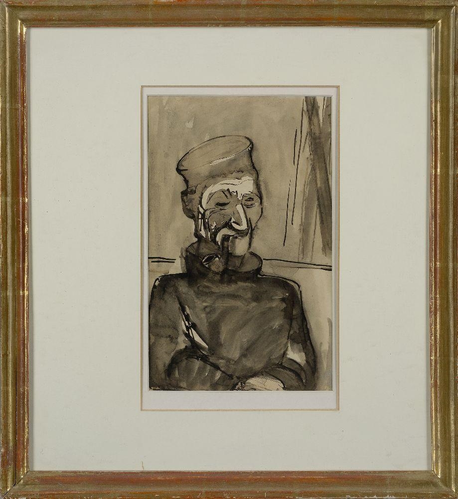 Josef Herman | Old man smoking pipe | MutualArt