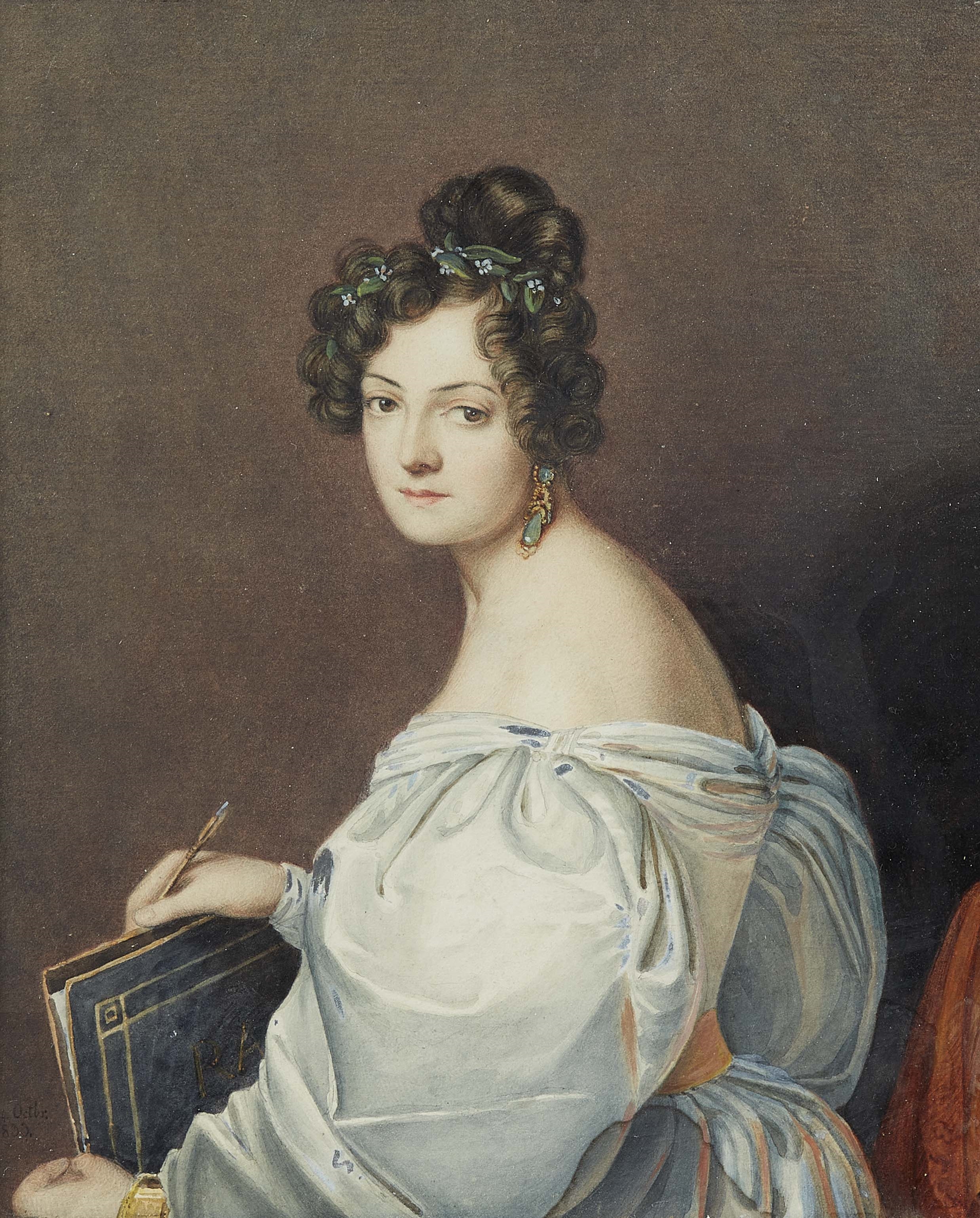 Theodor Hosemann | Portrait of a Lady with a Drawing Portfolio ...