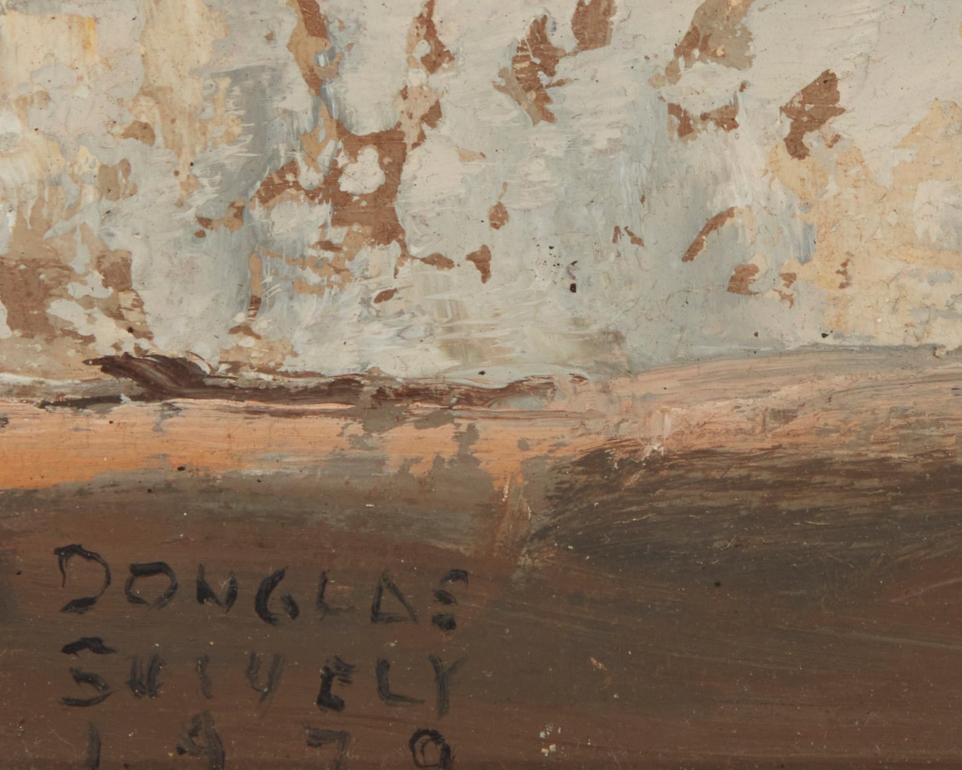 Douglas Shively | Mission complex with a strolling monk (1979) | MutualArt