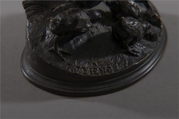 Pierre-Jules Mene | Hen and her young pecking | MutualArt