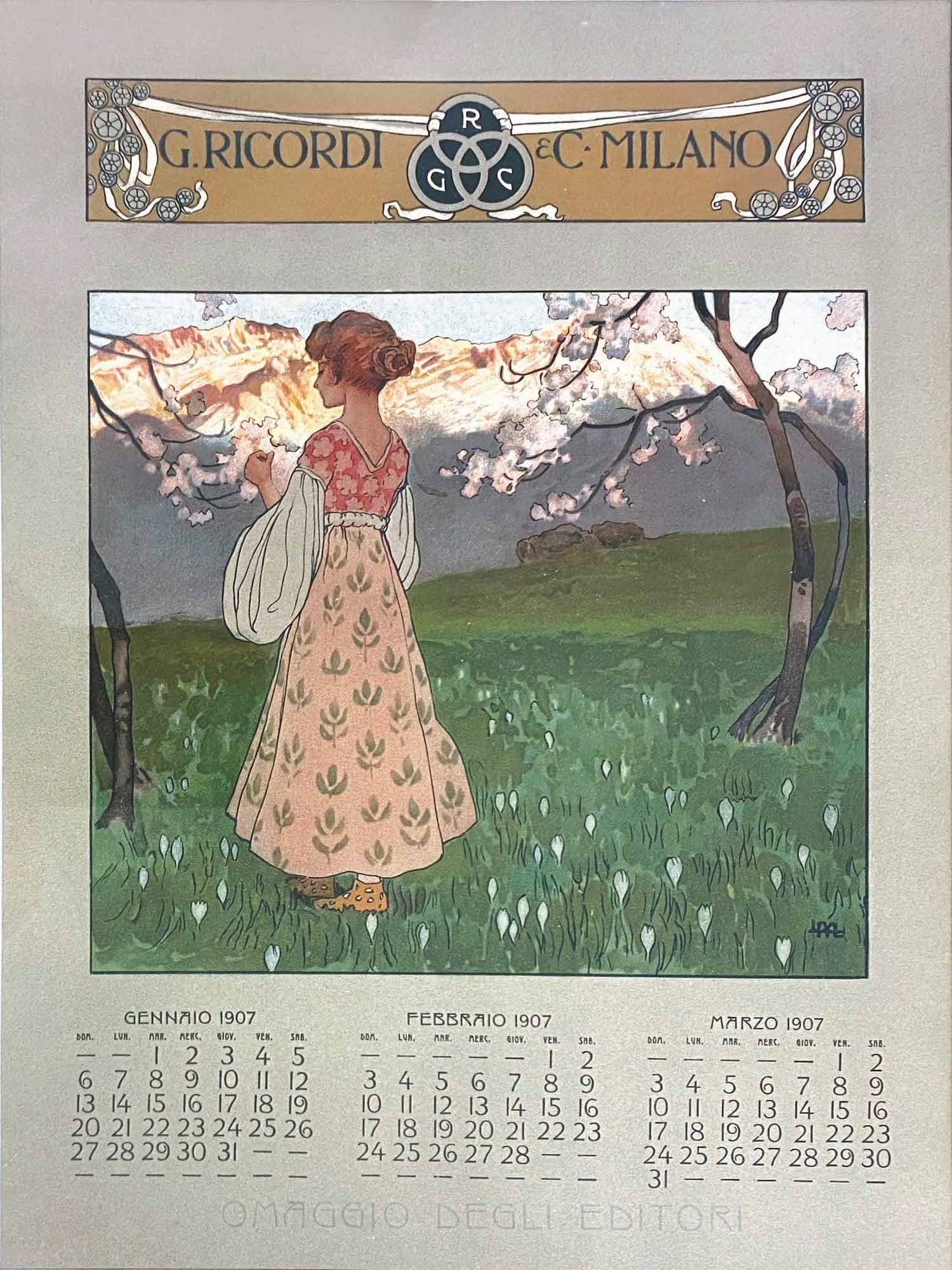 Leopoldo Metlicovitz | Calendario Ricordi 1907, Le Quattro Stagioni ...