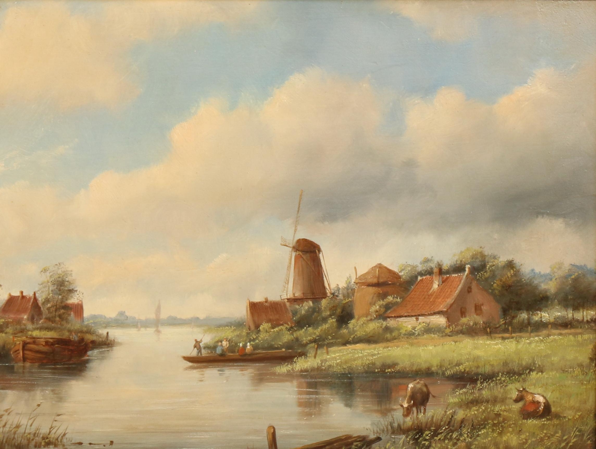 Marinus Cornelis Thomas Vermeulen | Hollands landschap met molen aan ...