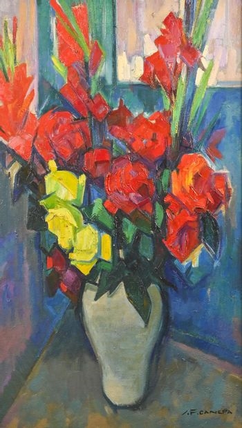 Jean-Frédéric Canepa | Bouquet de roses et glaïeuls (1959) | MutualArt