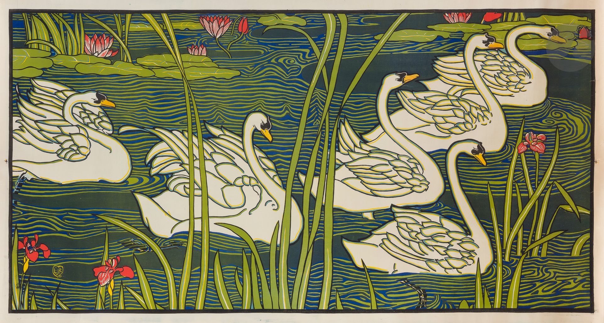Louis Rhead | Art Nouveau Poster: Swans | MutualArt