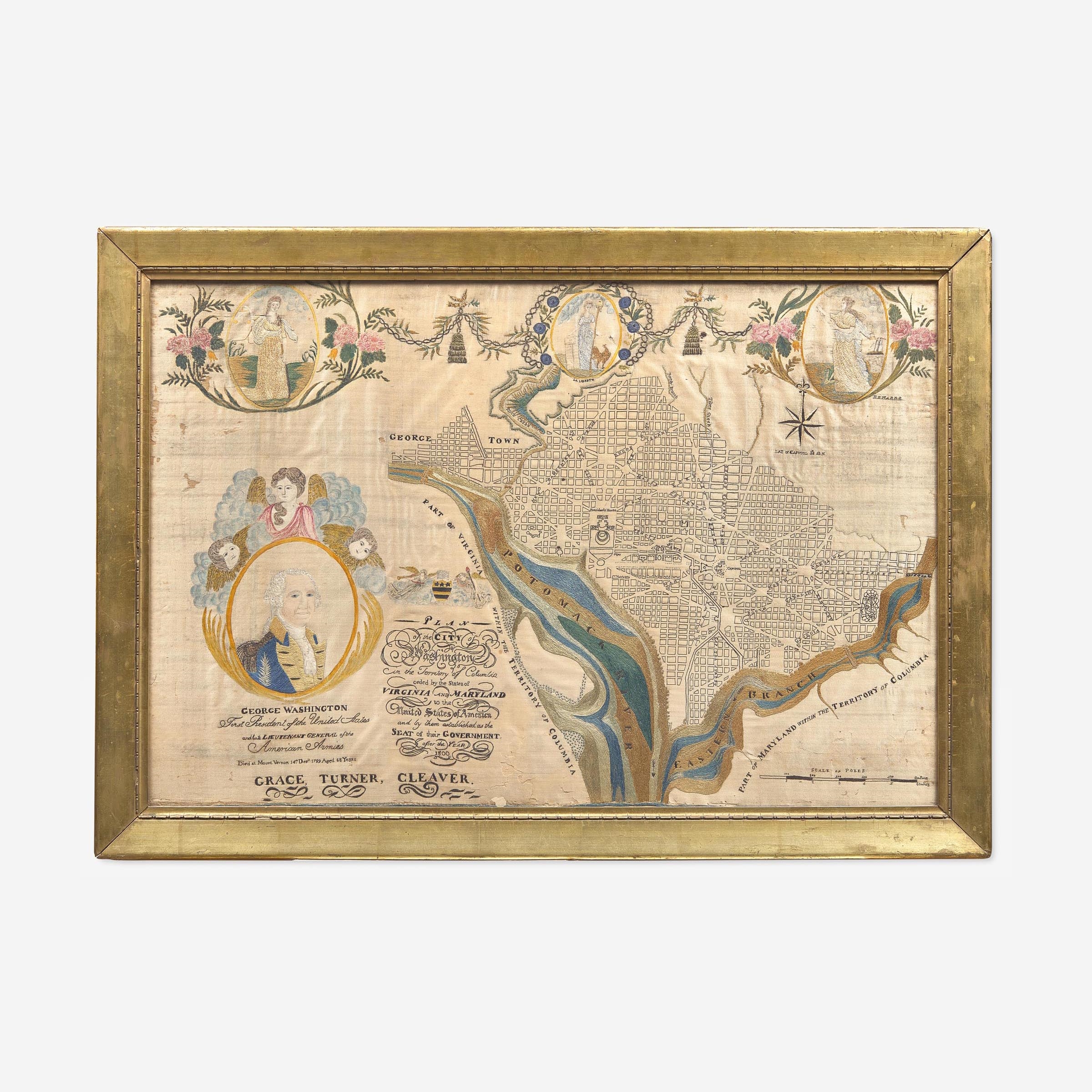 Grace Turner Cleaver | A rare embroidered and painted Plan of the City ...