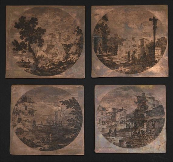 Gabriel Perelle | 6 copperplates of round form : Landscapes and ...