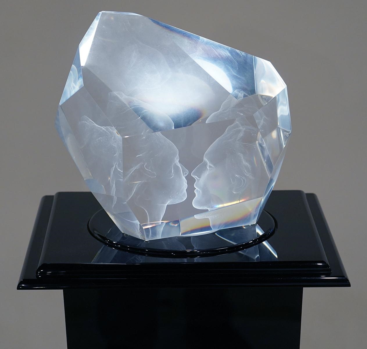 Frederick Hart Acrylic Angular Sculpture With 2 Faces On Interior 2001 Mutualart