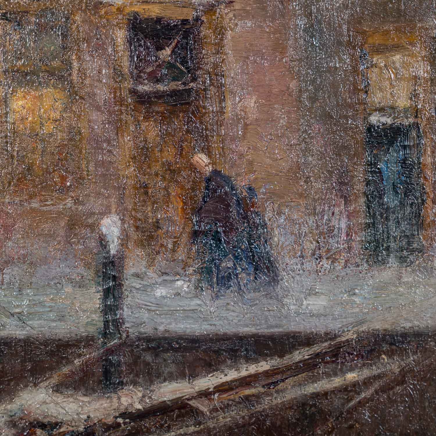 Julien Celos | Boats in a misty river harbour | MutualArt