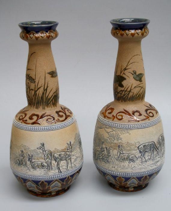 Hannah Barlow | Vases of mallet form with ogee rim (Late 19th Century ...