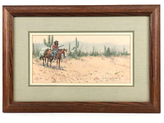 Austin Deuel | AUSTIN DEUEL INDIAN ON HORSEBACK WATERCOLOR & GOUACHE ...