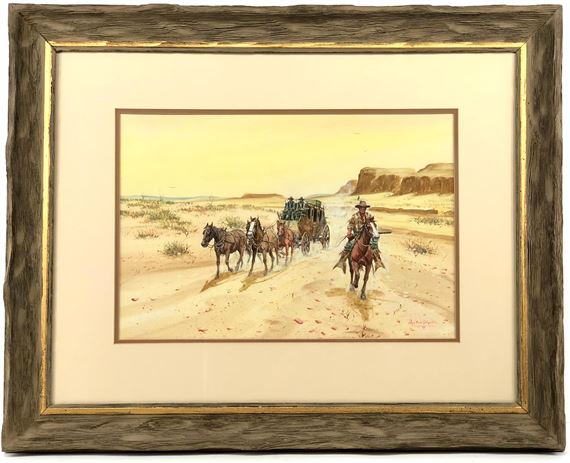 Austin Deuel | AUSTIN DEUEL STAGECOACH IN DESERT GOUACHE ON BOARD ...