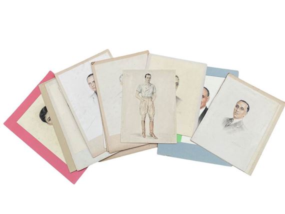 Christos Simatos | Lot of 15 works: Portraits masculins | MutualArt