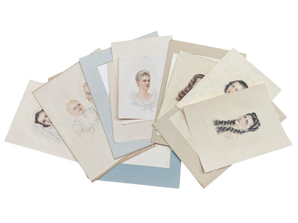 Christos Simatos | Lot of 14 works: Portraits féminins et d’enfants ...