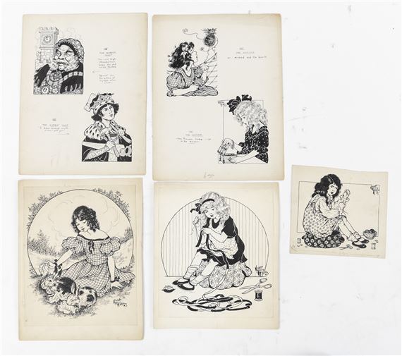 Violet Moore Higgins | 5 sheets with pen and ink illustrations | MutualArt