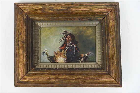 Tom Lovell | Scene depicting a Native American upon horse back. Signed ...