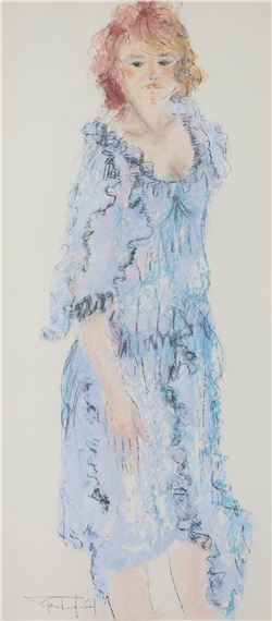 Tom Merrifield | Lady in Blue Dress | MutualArt