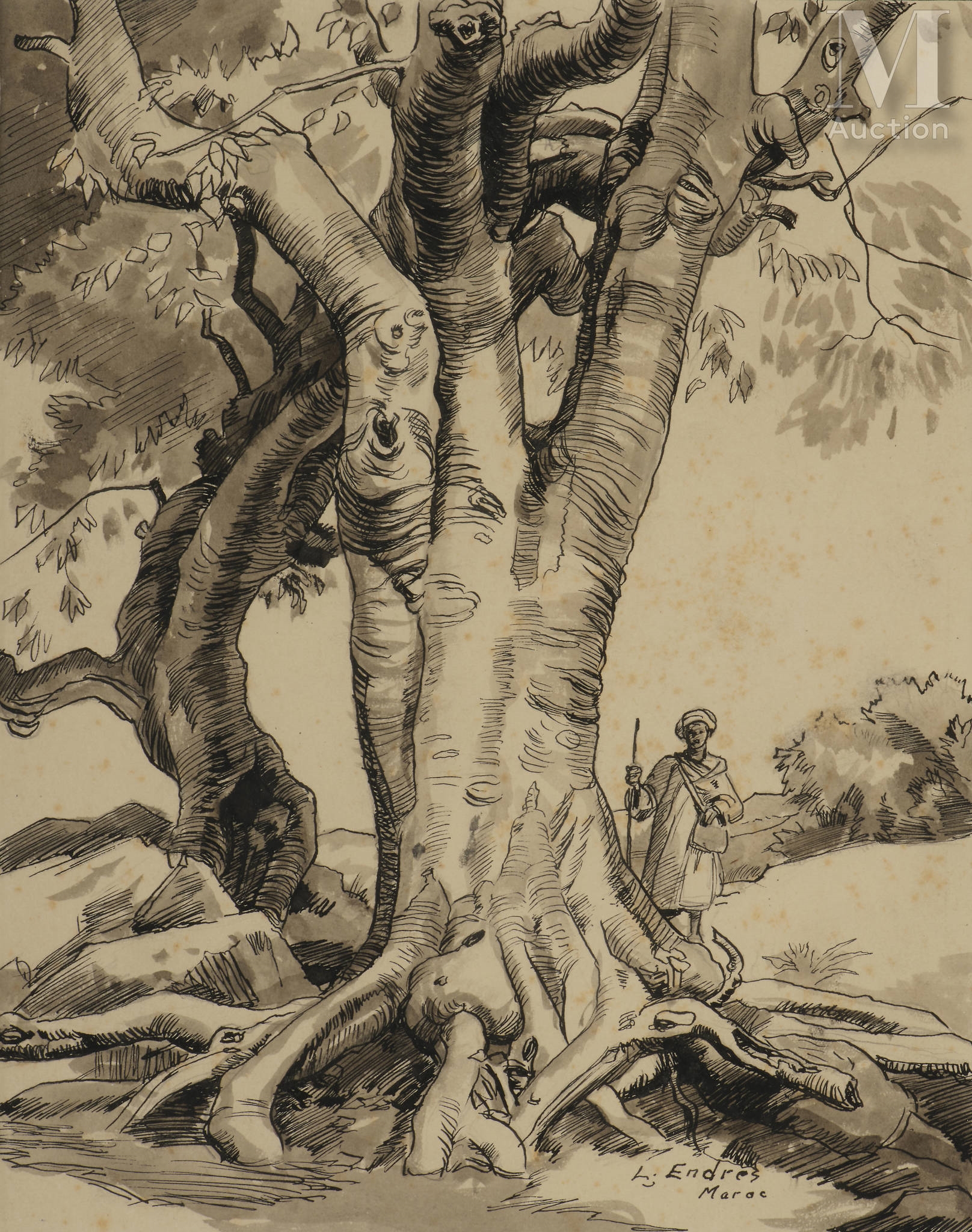 Louis John Endres | Homme au pied d'un arbre | MutualArt