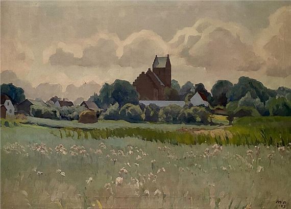 Max Nathan | Landcape with church (1943) | MutualArt