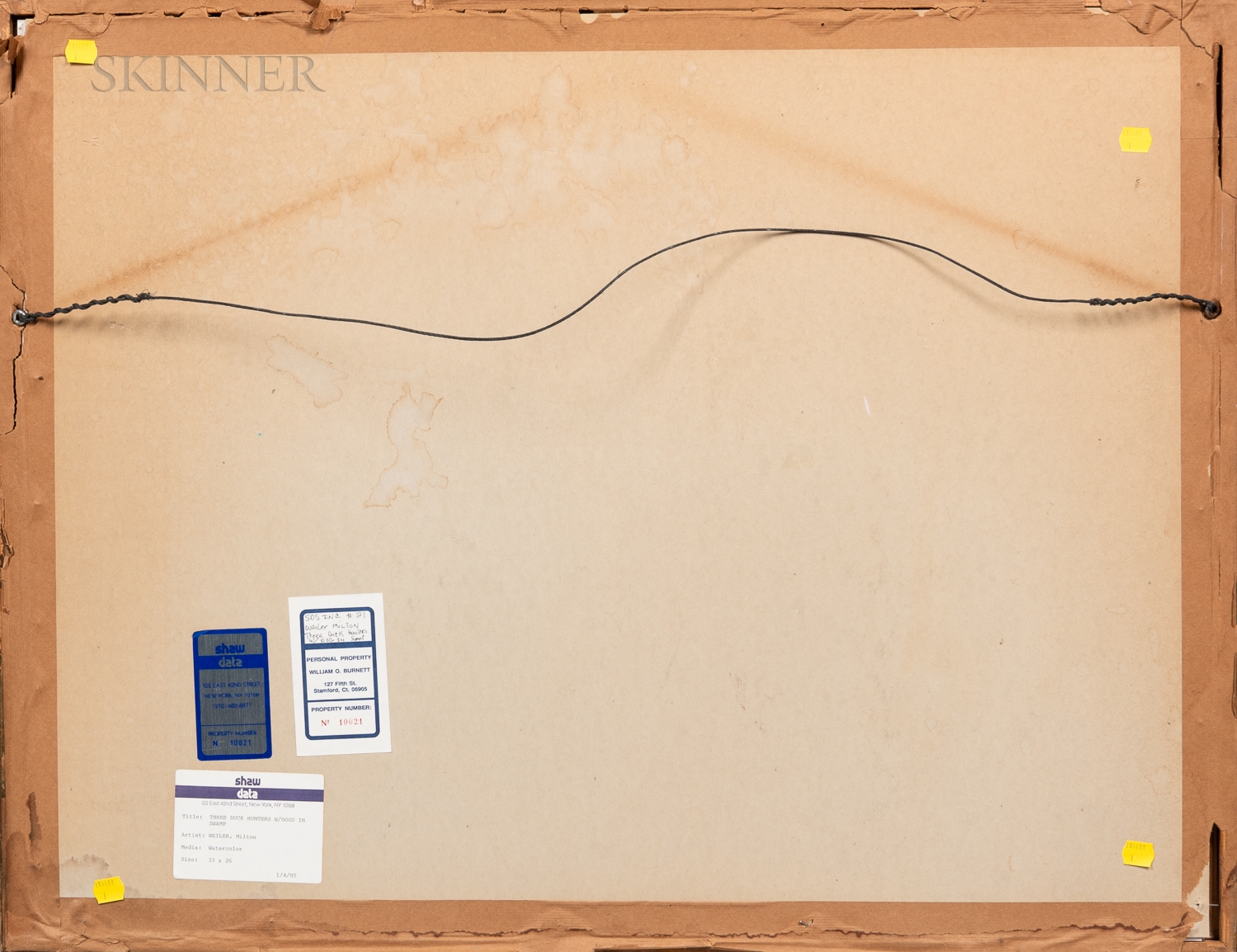 Milton C. Weiler | Three Duck Hunters with Dogs in a Swamp | MutualArt