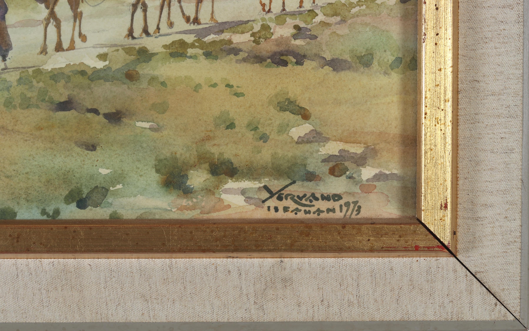 Yervand Nehapetian | Camel train in mountain landscape (1973) | MutualArt