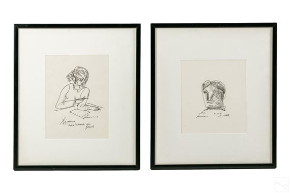 José Luis Cuevas | Autorretrato (Self Portrait); Ximena Escribiendo Un ...