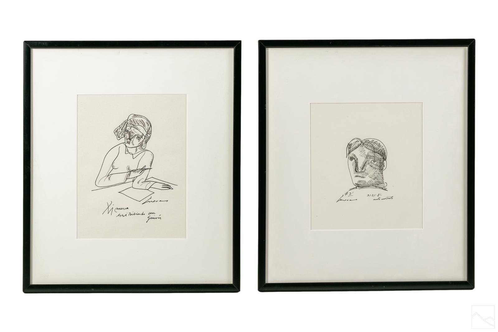 José Luis Cuevas | Autorretrato (Self Portrait); Ximena Escribiendo Un ...