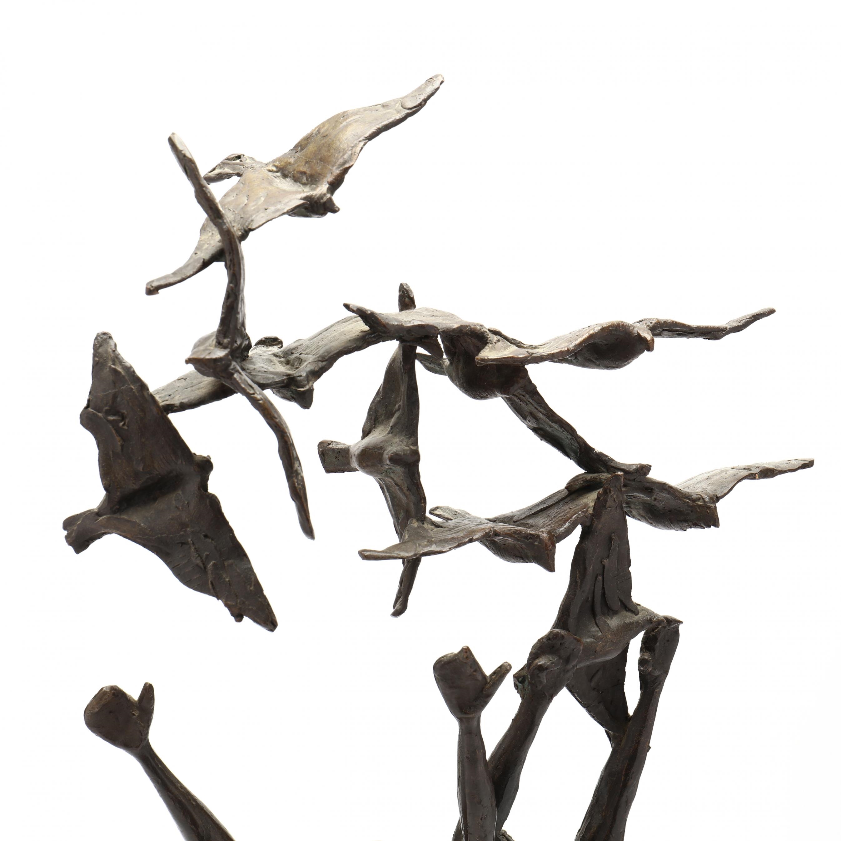 Hugo Daini | Standing Figures with Birds | MutualArt