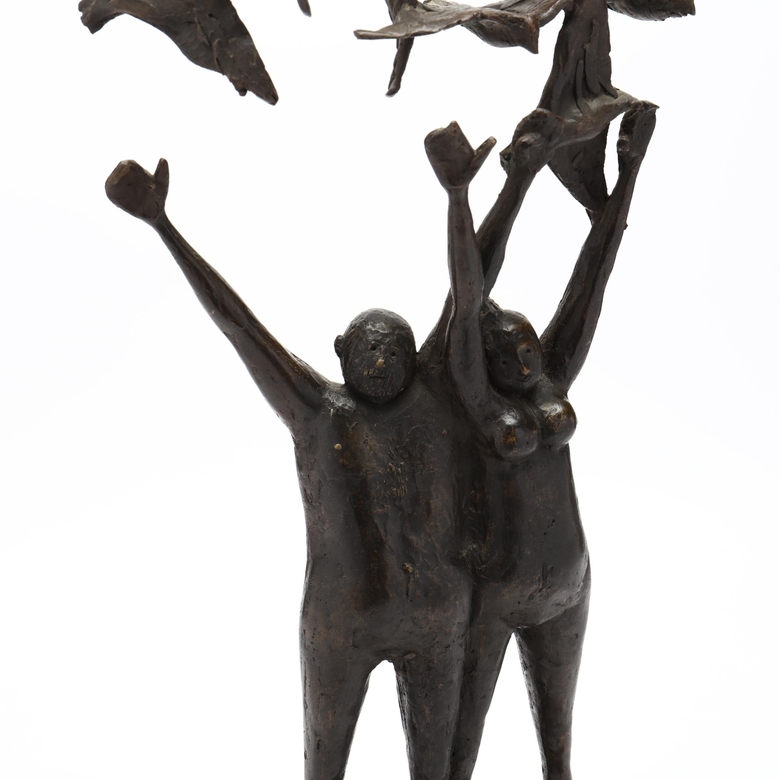 Hugo Daini | Standing Figures with Birds | MutualArt